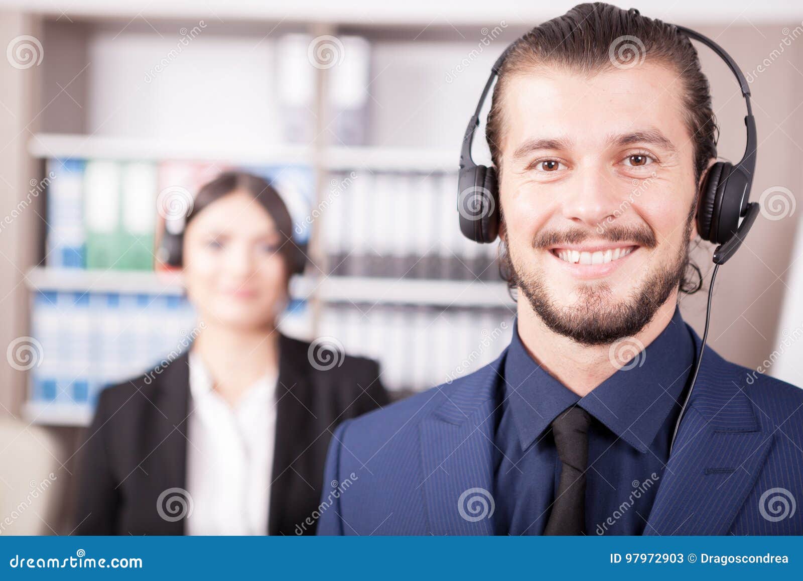 Office of Customer Support Line with People Working in it Stock Image ...