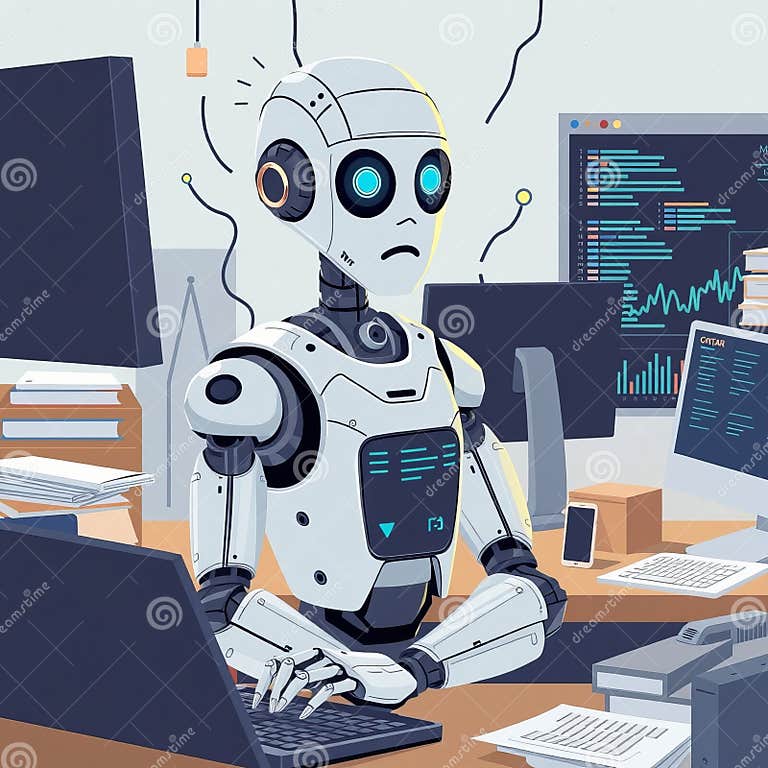 Office Data Chatgpt Chatgpt Illustration Overworked Robots AI Stock ...
