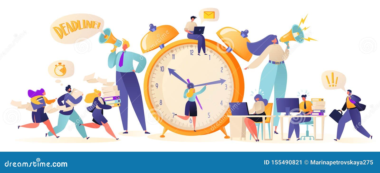 Time Management On The Road To Success. Office Workers And Business ...