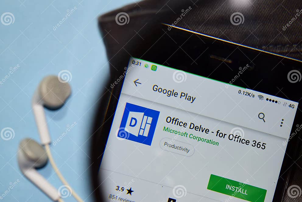 Office Delve - for Office 365 Dev App with Magnifying on Smartphone ...