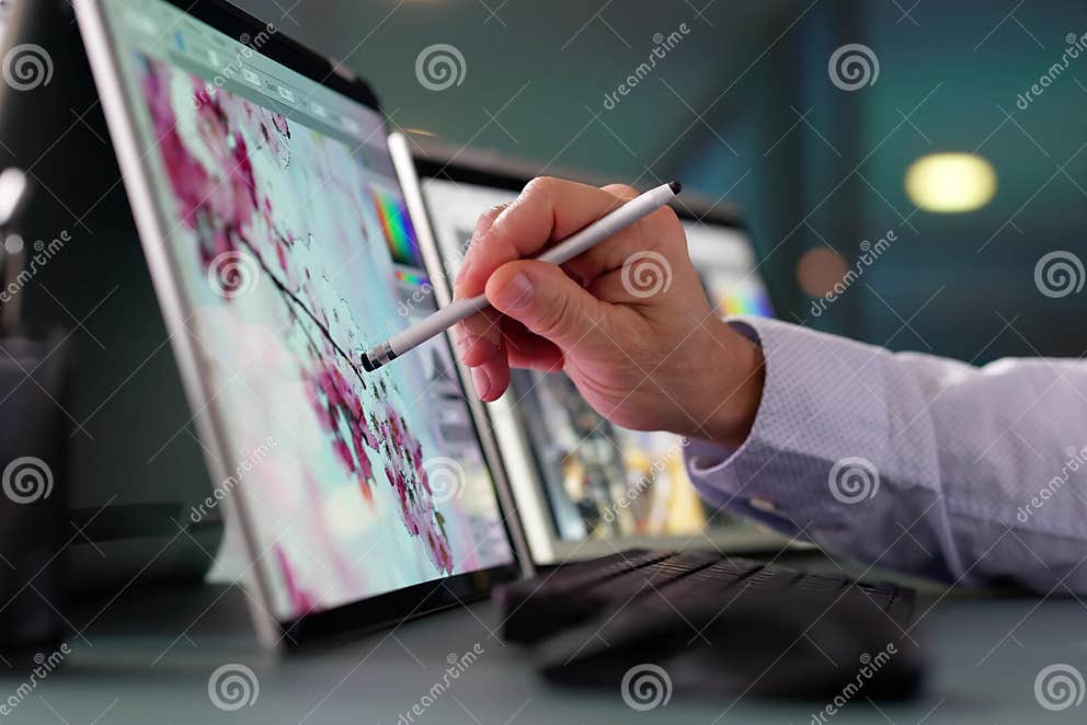 Office Designer at Work: Graphic Artist Stock Photo - Image of ...