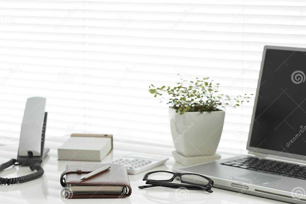 Office desk stock photo. Image of office, glasses, acklight - 10070974