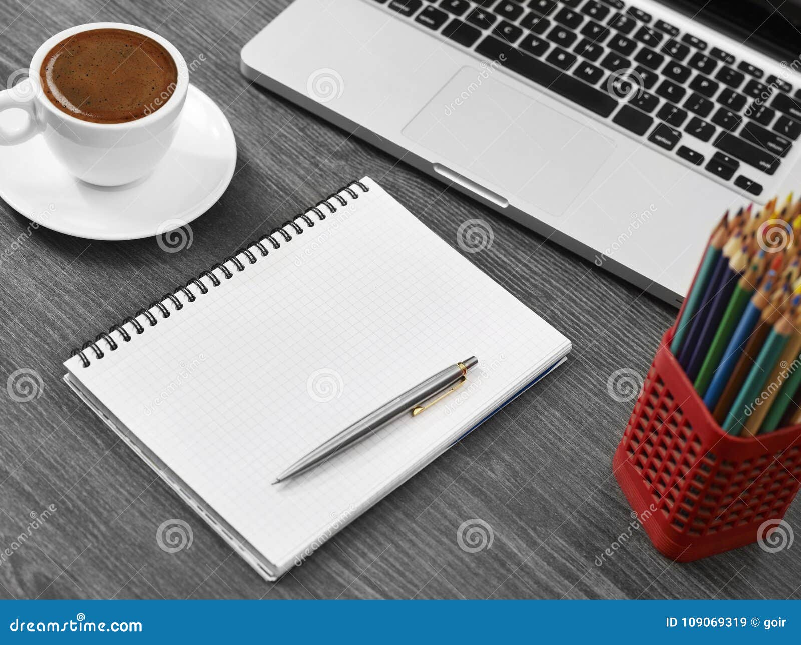 Office desk from above stock image. Image of place, desk - 109069319