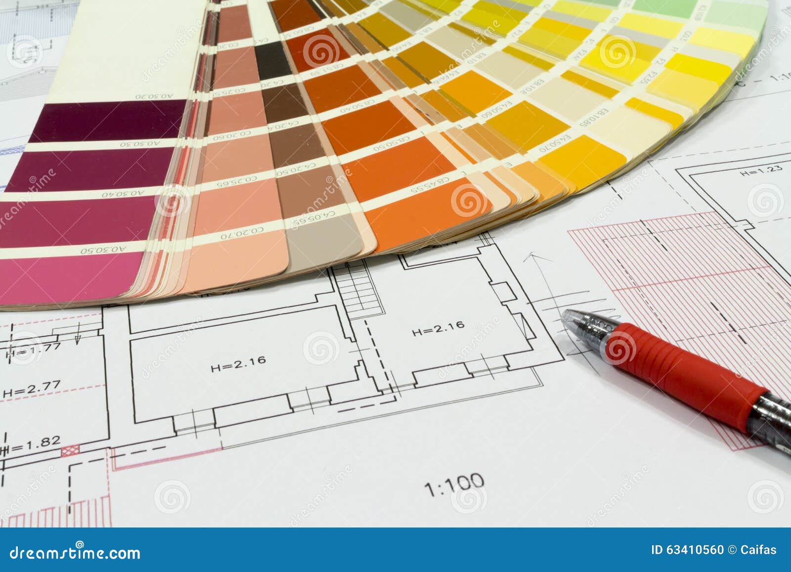 An Office Desk with the Color Chart Stock Photo - Image of commitment ...