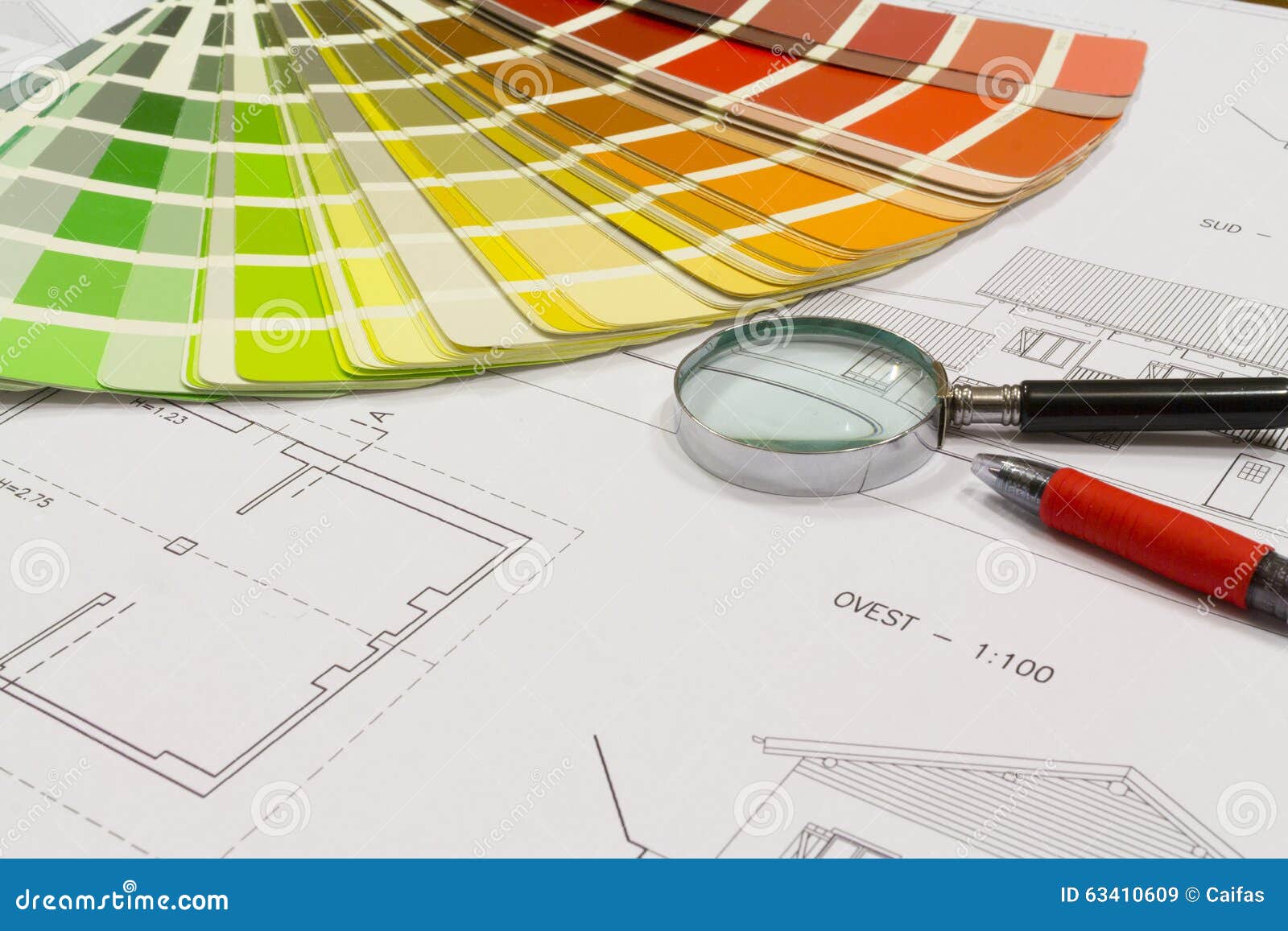 An Office Desk with the Color Chart Stock Image - Image of work ...