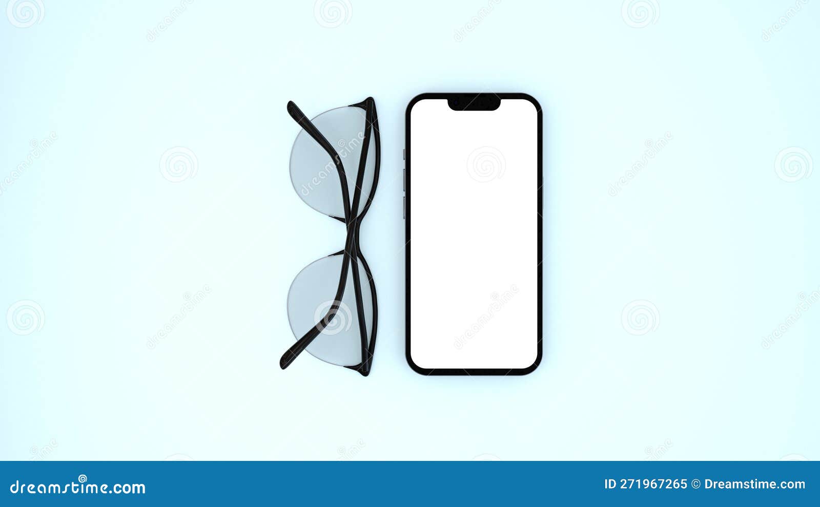 Office Desk Composition with Mobile Phone with Blank Screen and Glasses ...