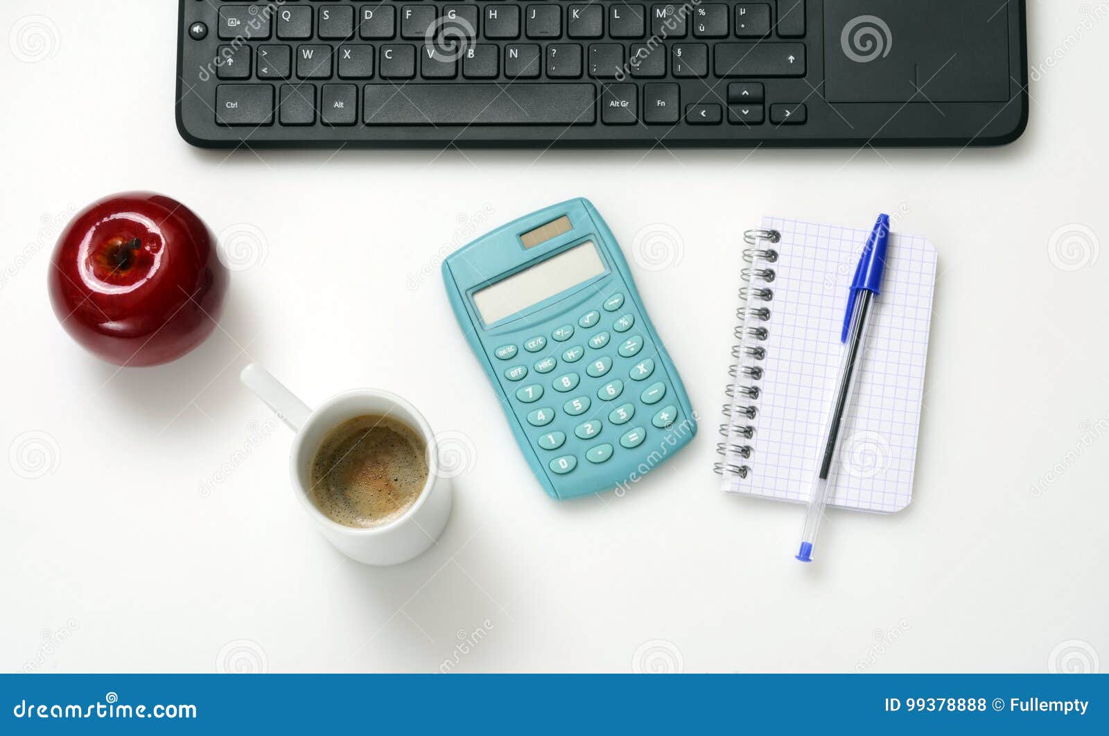 Office Desk, Computer, Calculator, Notebook, Coffee Stock Photo - Image ...