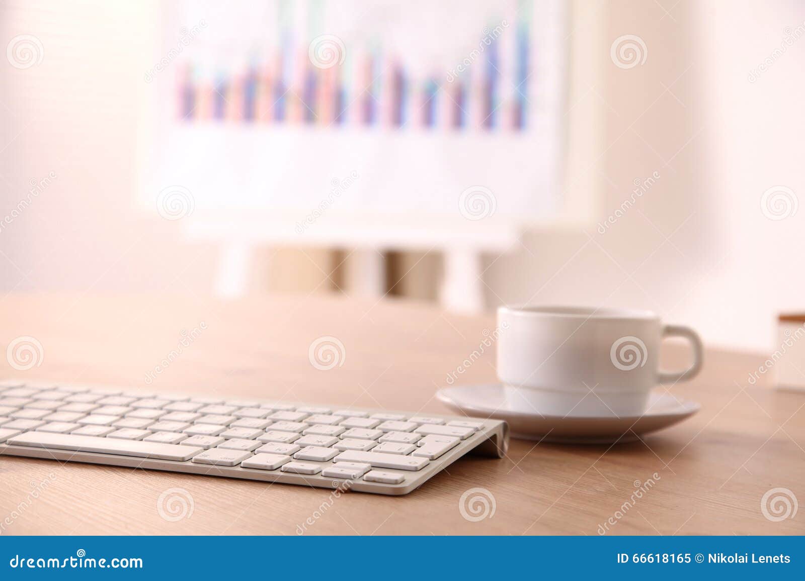Office Desk with a Computer and a Cup of Coffee Stock Image - Image of ...