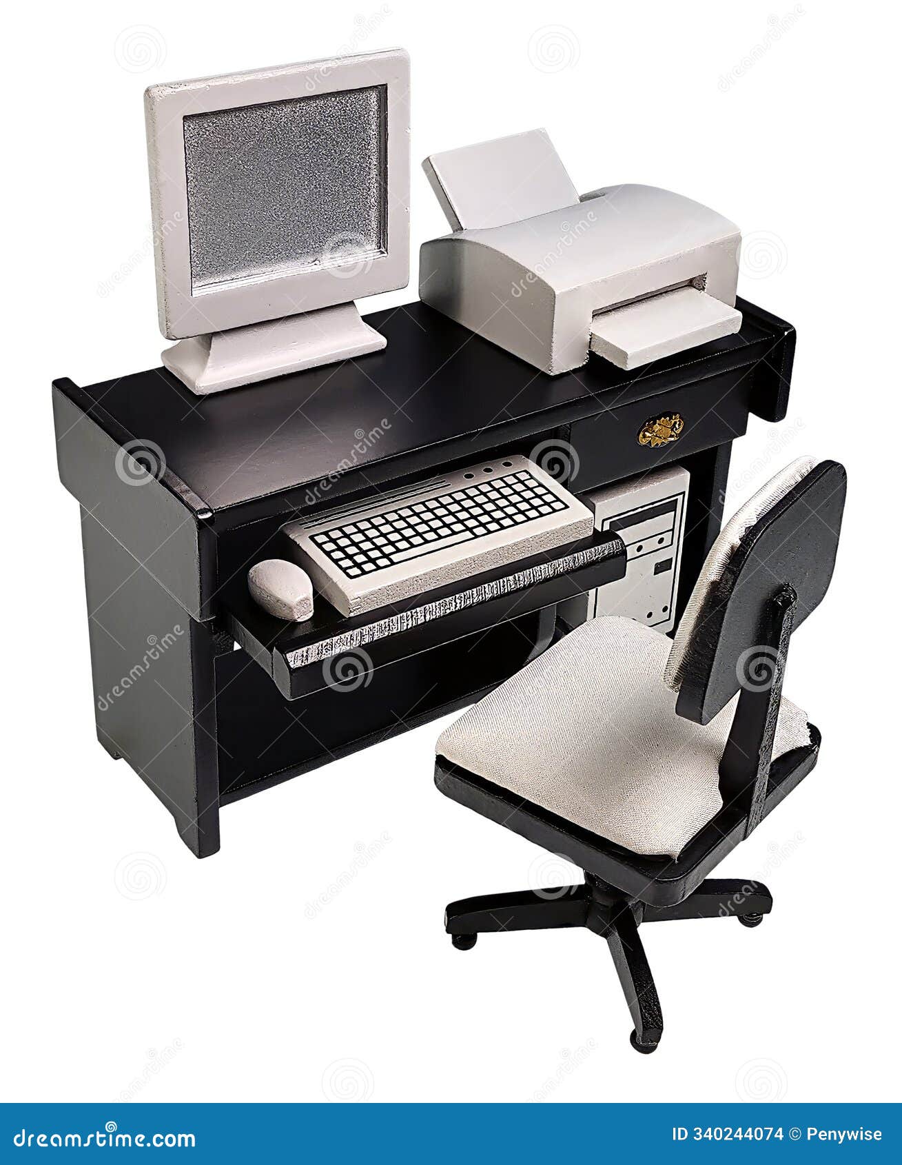 Office Desk with Computer and Printer Stock Photo - Image of jockey ...