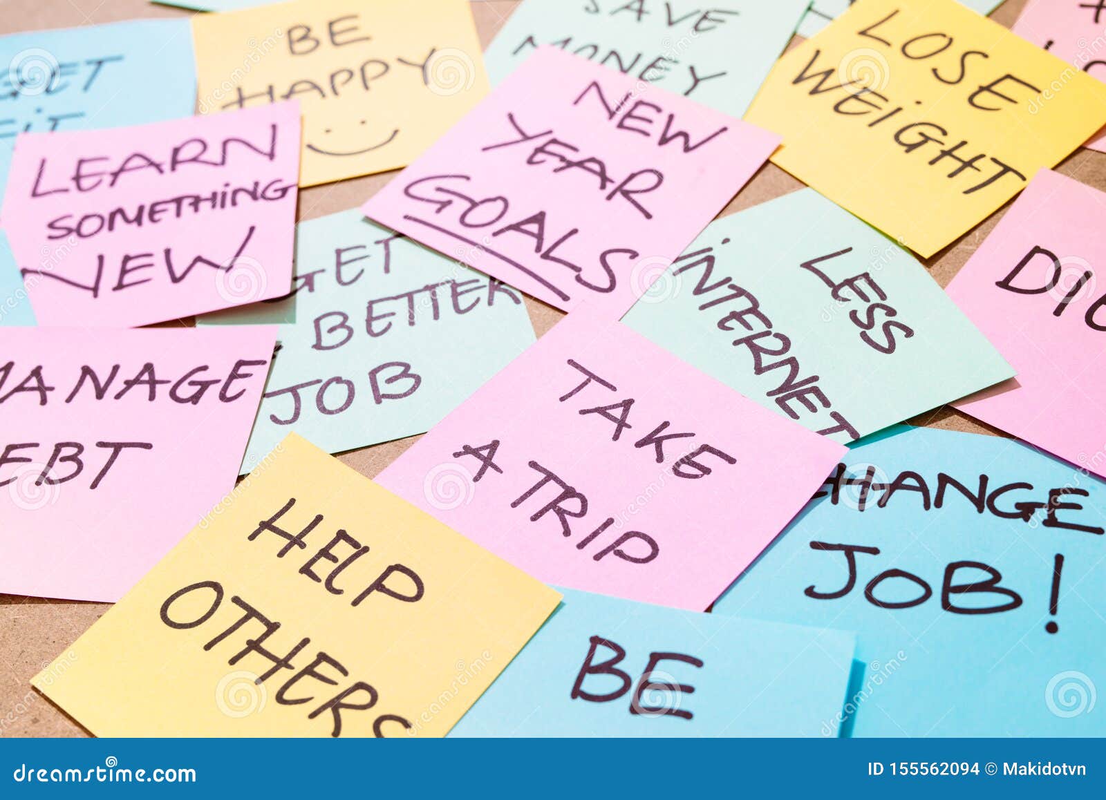 Office Desk Covered by Post it Papers with Different Notes Stock Photo ...