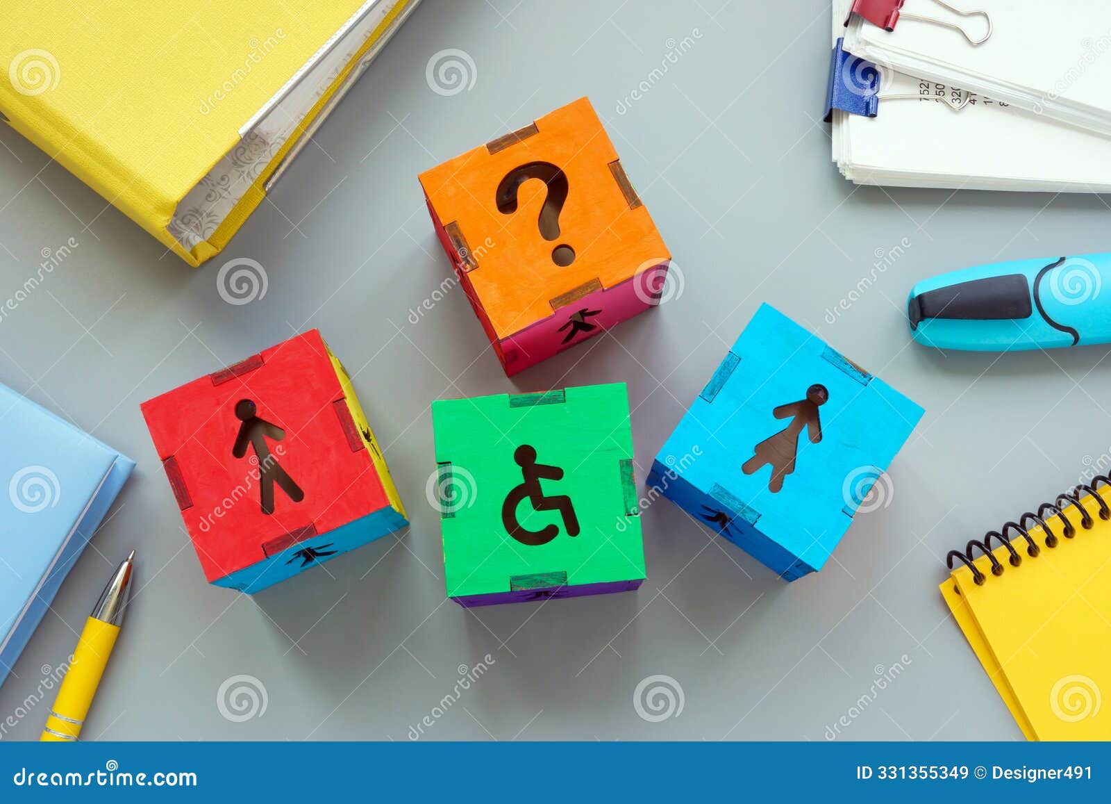 Office Desk with Cubes Symbolizing Inclusivity in the Workplace ...