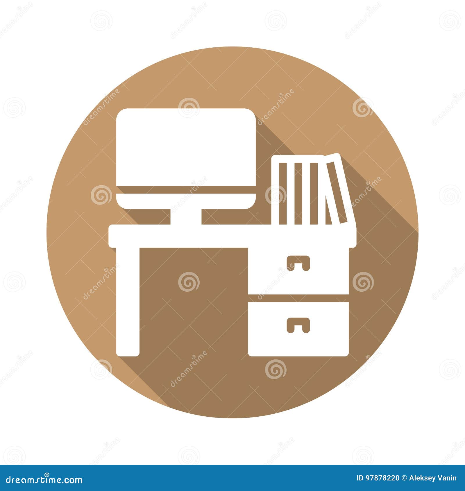 Office desk flat icon stock vector. Illustration of solid - 97878220