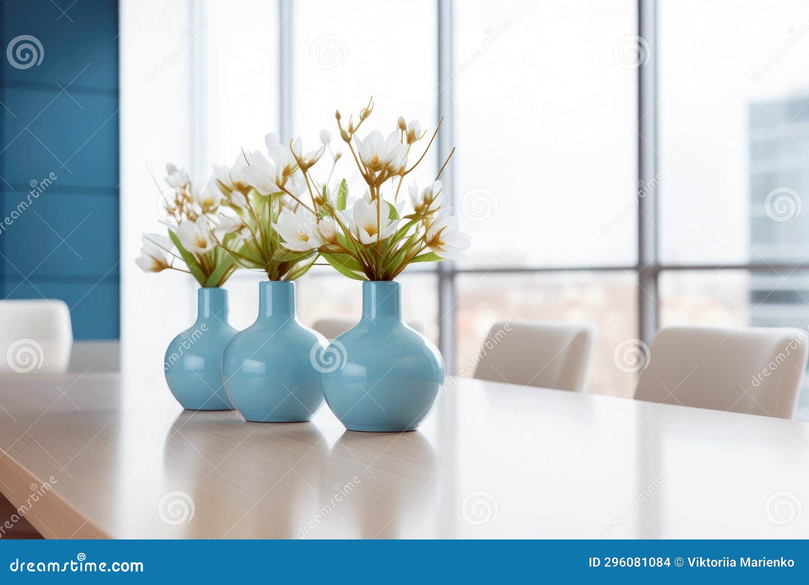 Office Desk with Flowers in a Stylish Minimalist Interior Stock ...