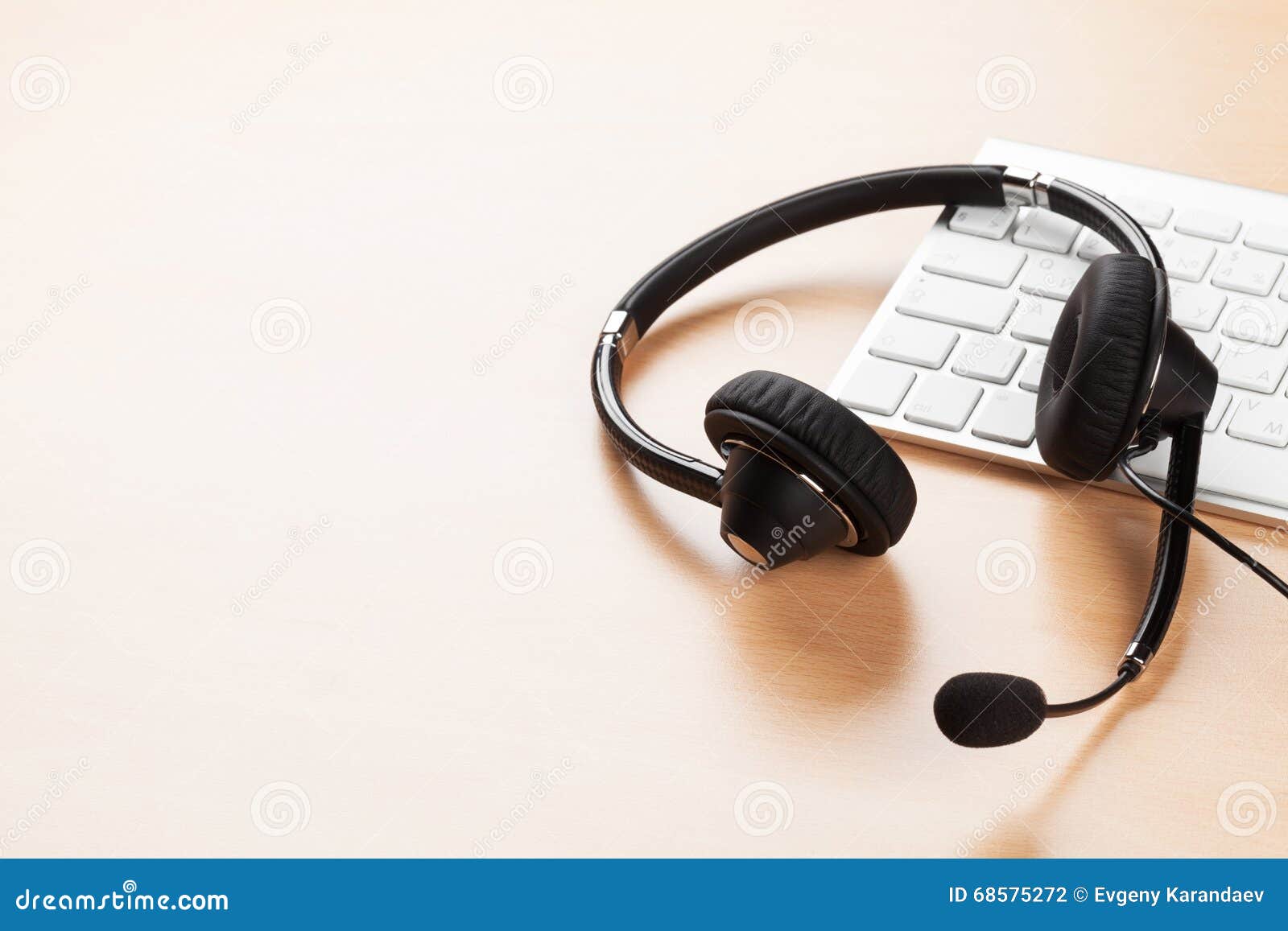 Office Desk with Headset. Call Center Support Stock Photo - Image of ...
