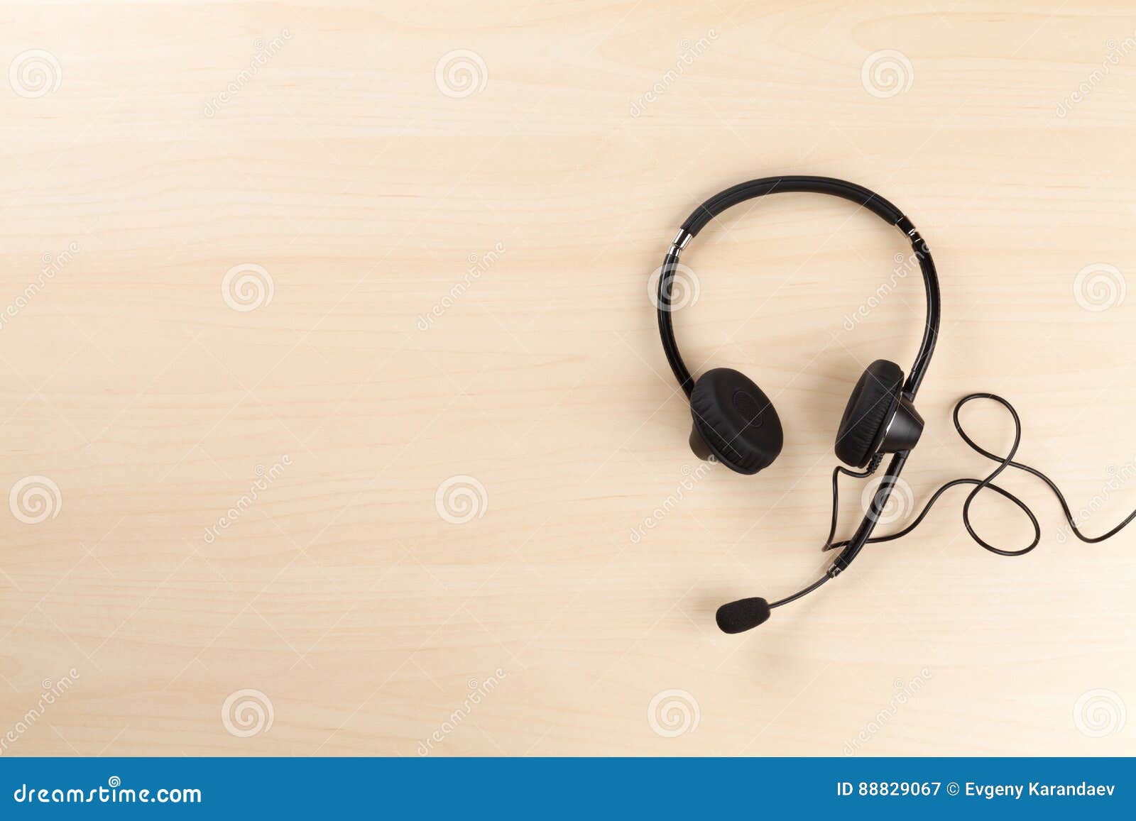 Office Desk with Headset. Call Center Support Stock Image - Image of ...