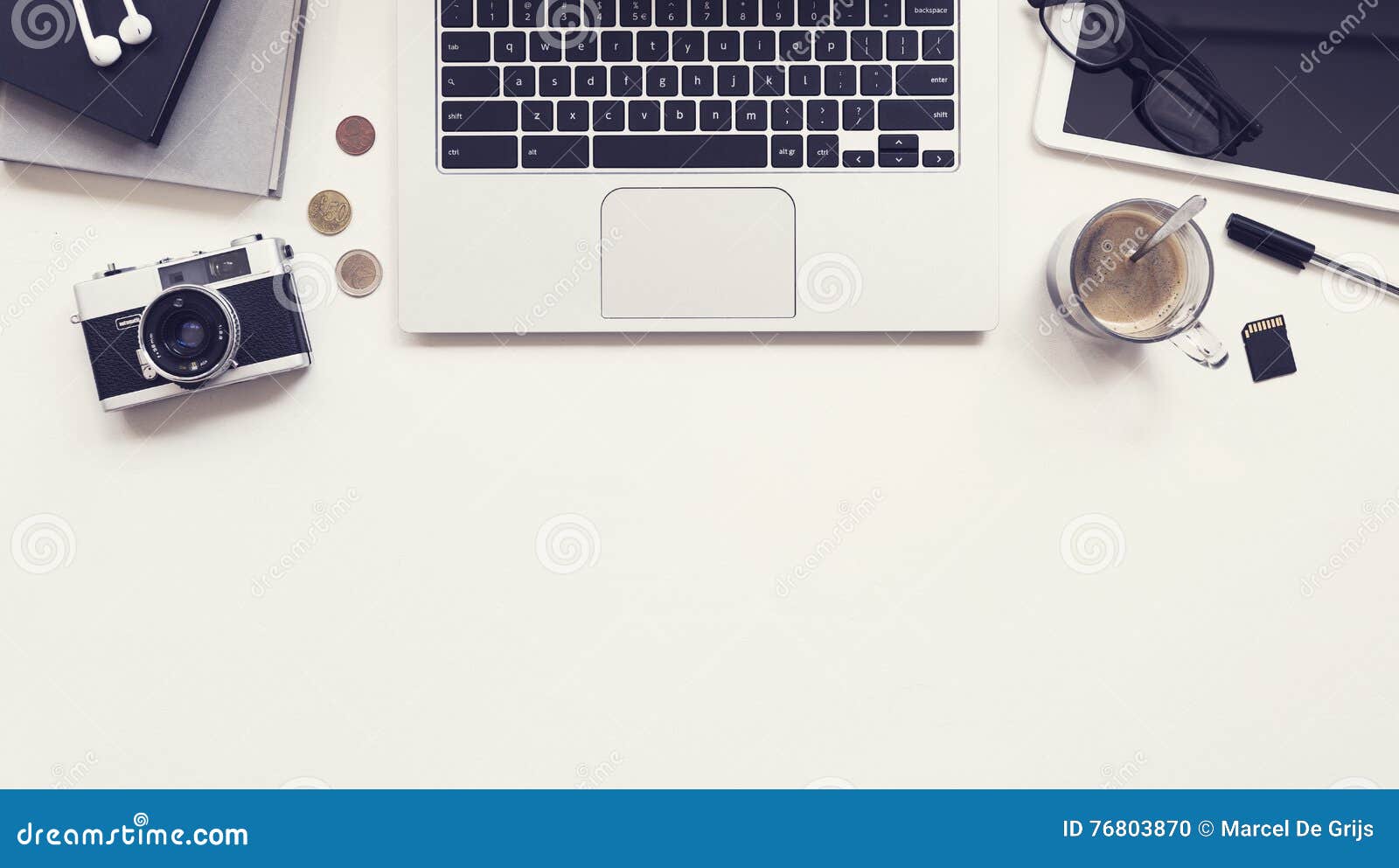 Office desk hero header stock photo. Image of tablet - 76803870