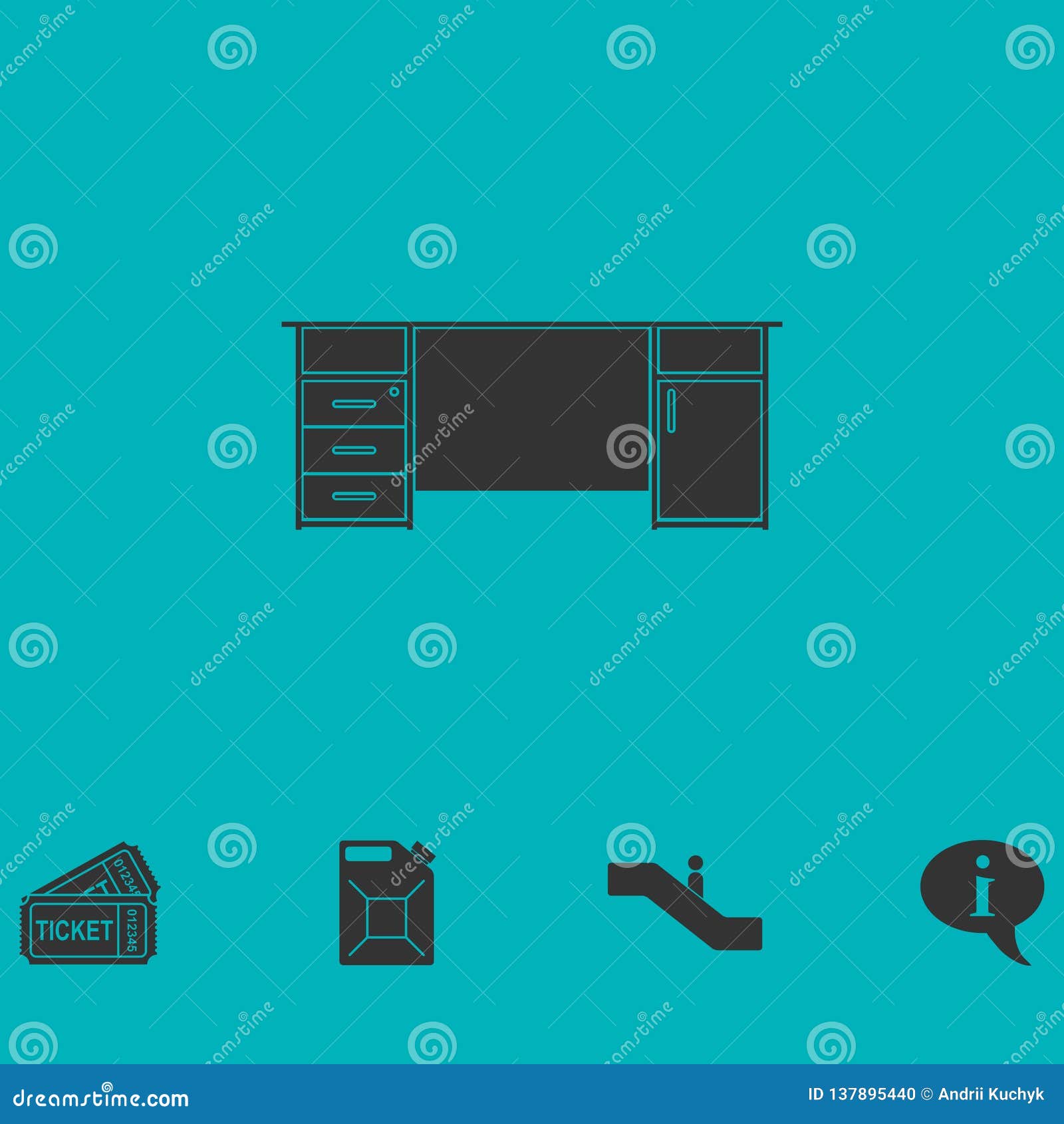 Office desk icon flat stock vector. Illustration of flat - 137895440