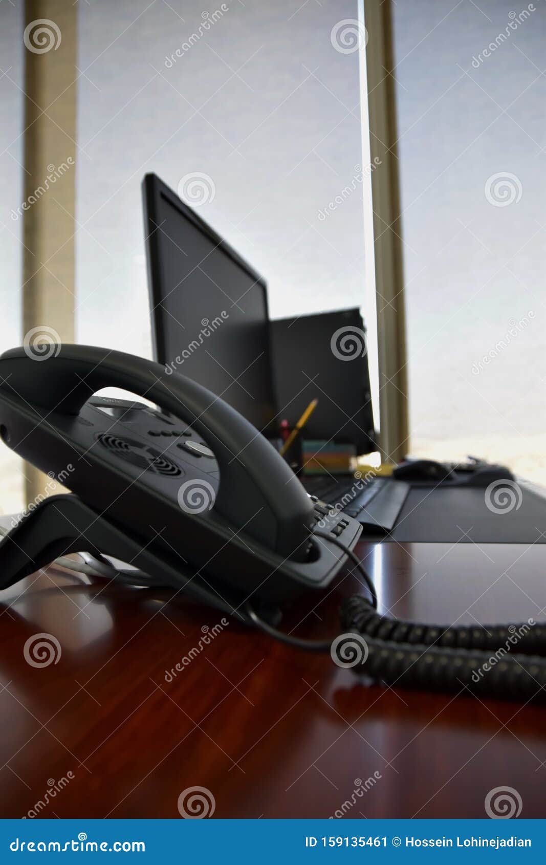 Office desk with items stock image. Image of empty, equipment - 159135461