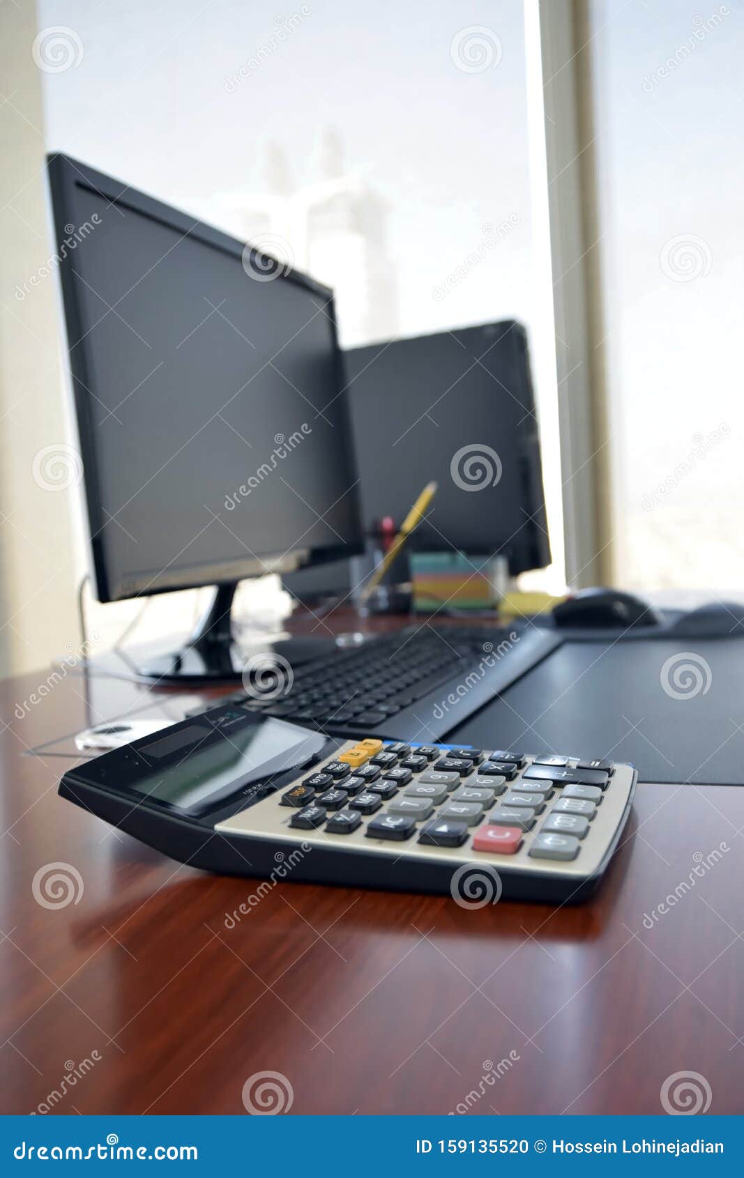 Office desk with items stock photo. Image of creative - 159135520