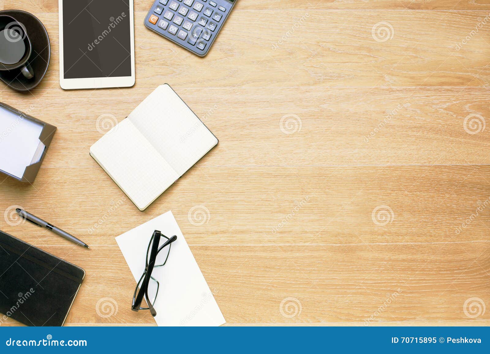 Office desk with items top stock image. Image of items - 70715895