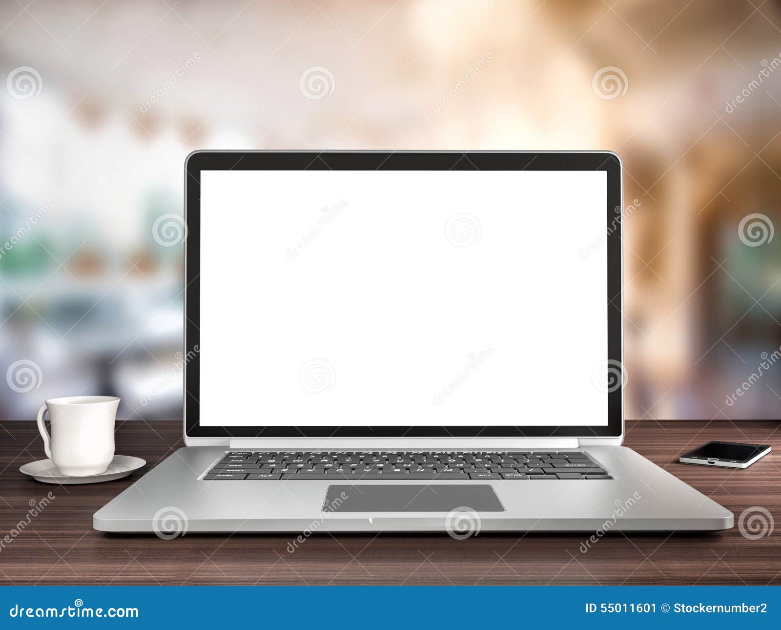 Office Desk. Laptop and Coffee Stock Illustration - Illustration of ...
