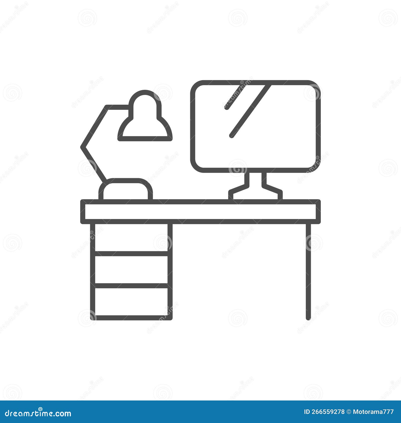 Office Desk Line Outline Icon Stock Vector - Illustration of furniture ...