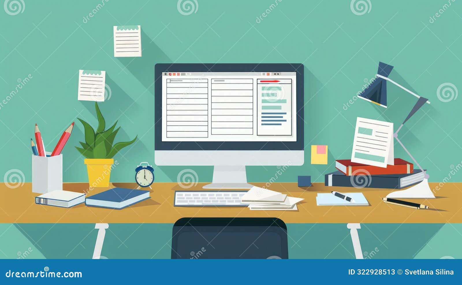 Office Desk Neatly Organized with Computer Showing Quality Check ...