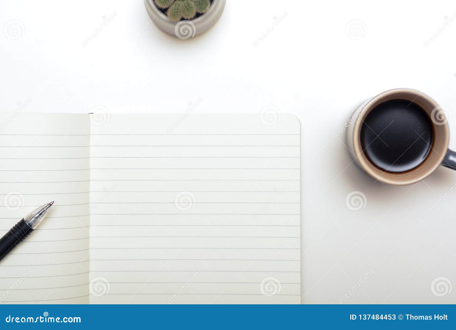 Office Desk with Blank Note Paper Stock Image - Image of writing ...