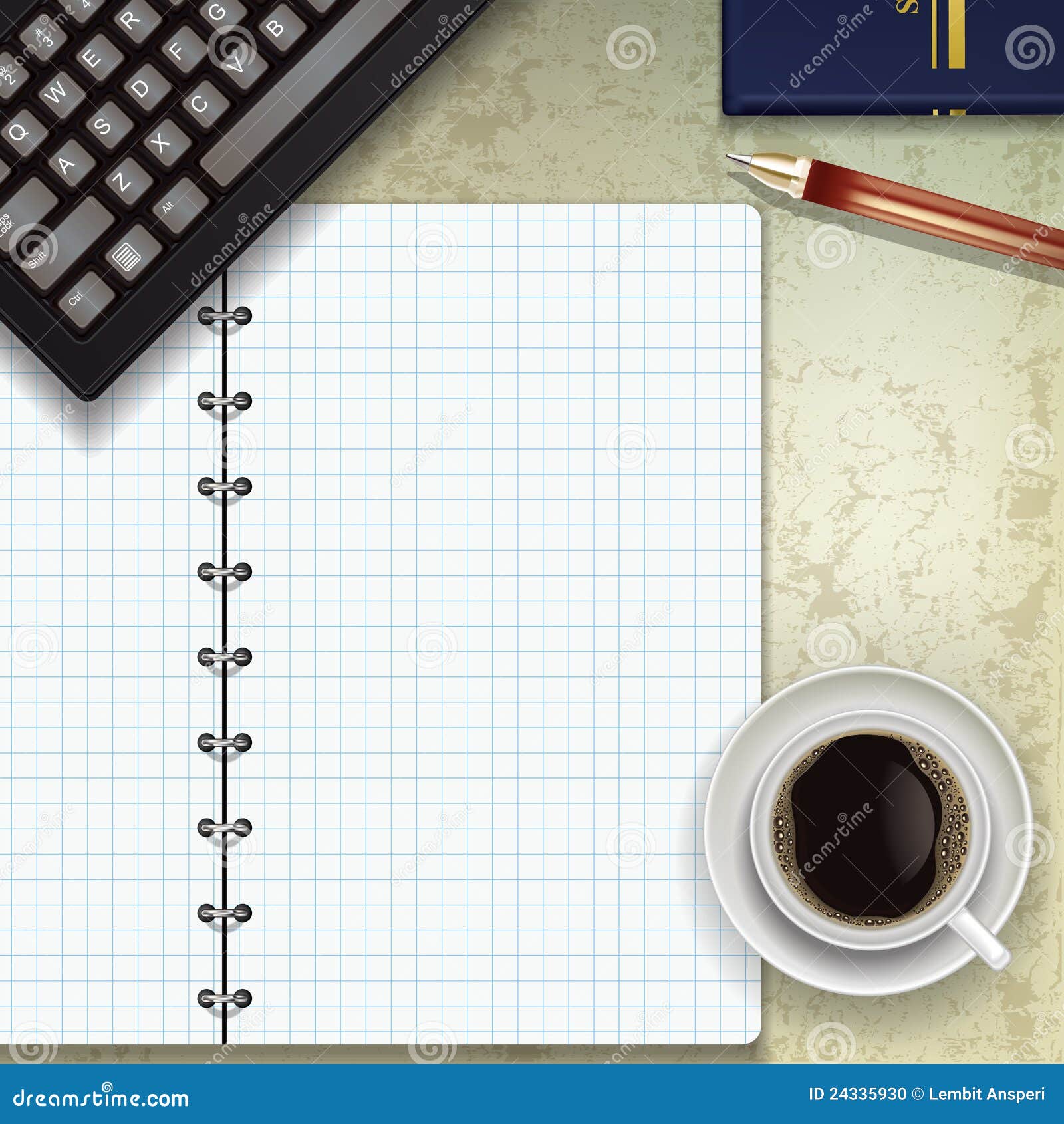 Office desk with notepad stock vector. Illustration of view - 24335930