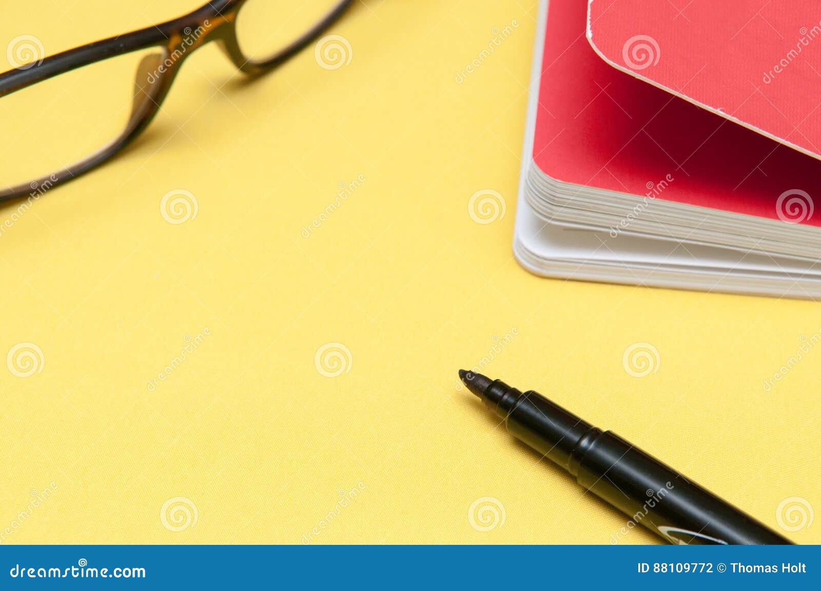 Office Desk with Notepad and Copy Space, Modern Layout Stock Photo ...