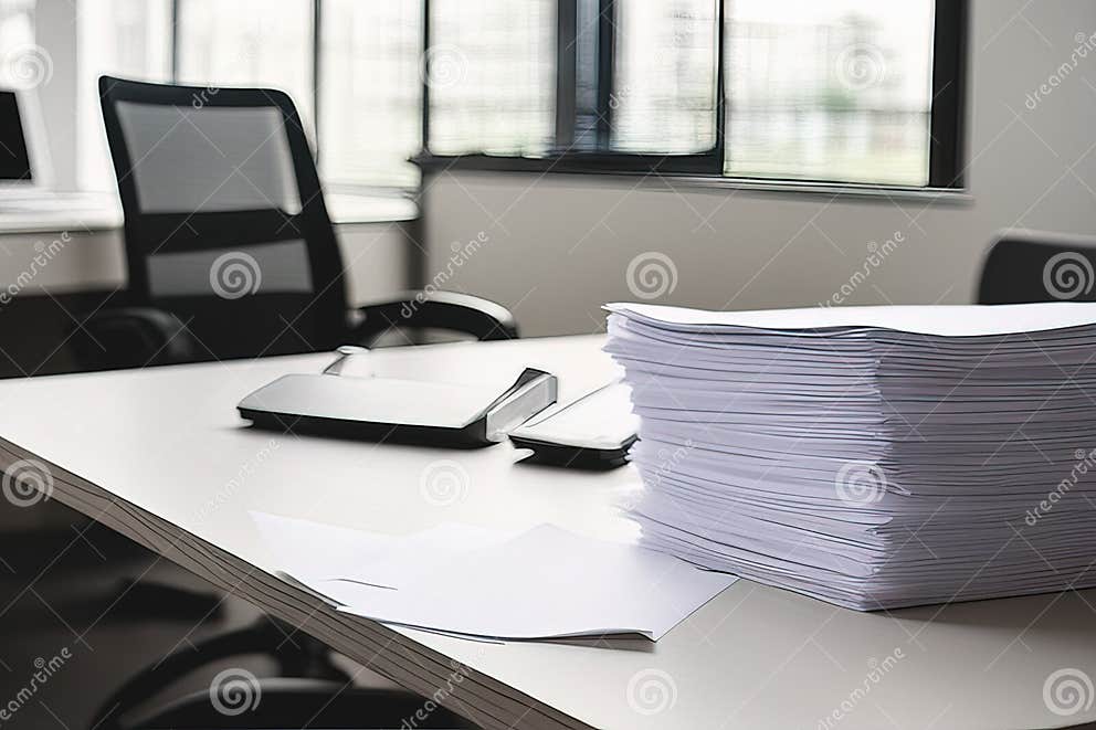 Office Desk with Paper and Documentsoffice Desk with Paper and ...