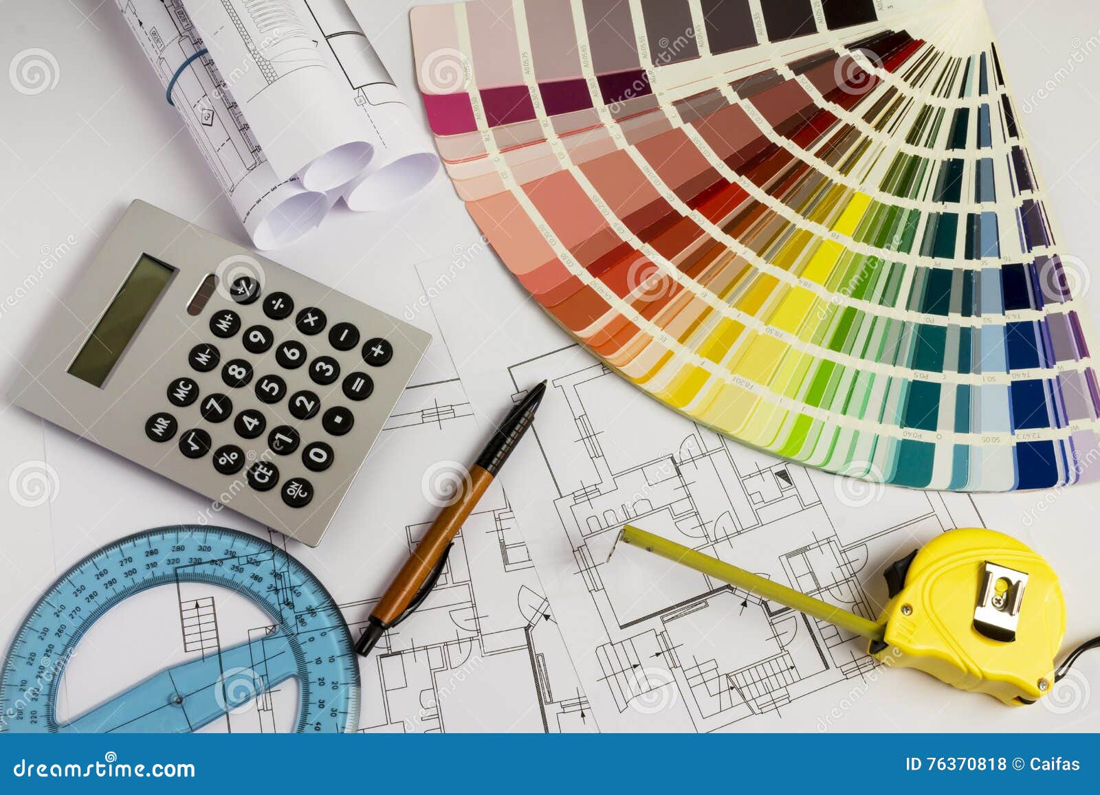 An Office Desk with the Project Papers Stock Photo - Image of ...