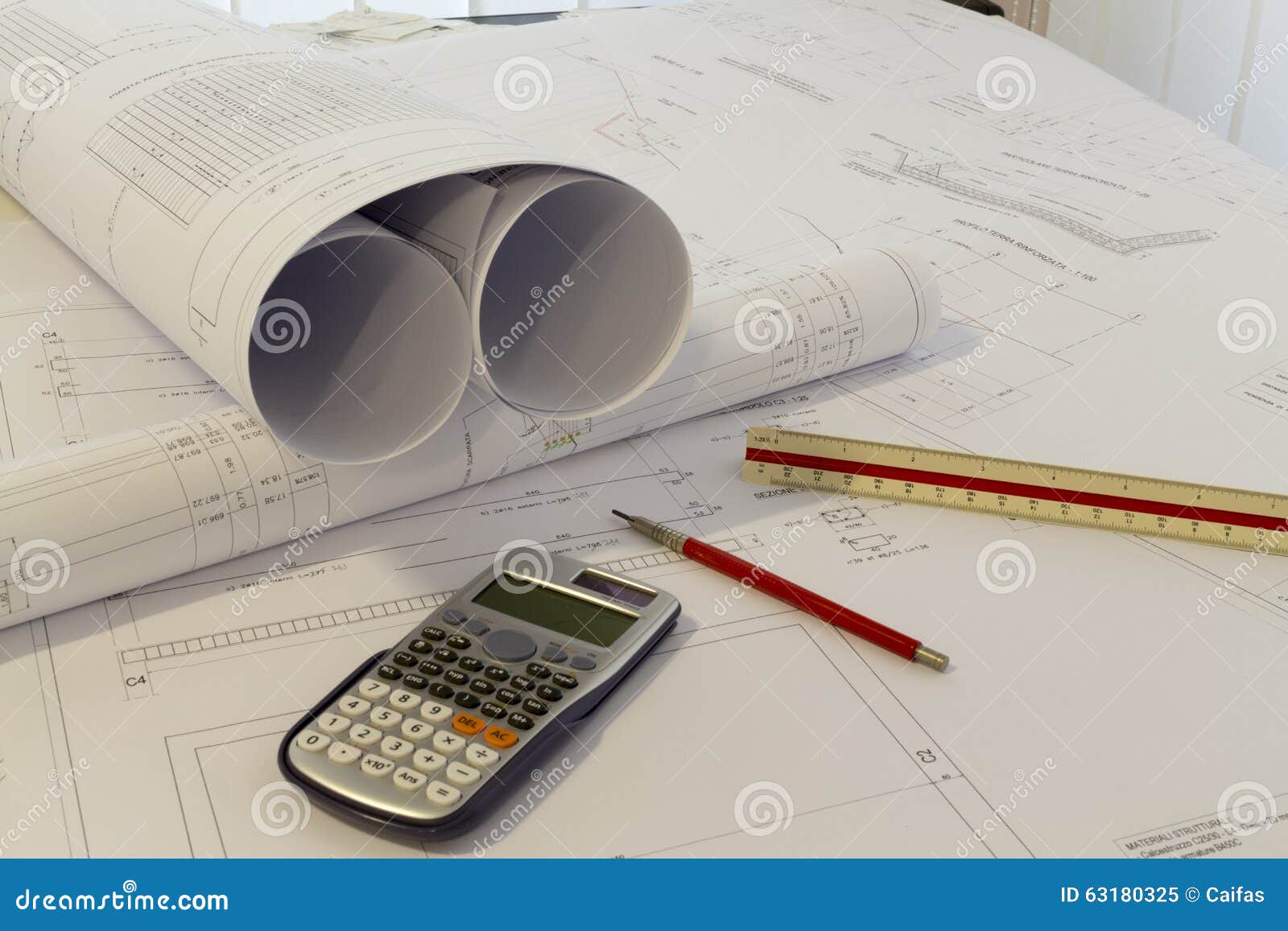 An Office Desk with the Project Papers Stock Image - Image of site ...