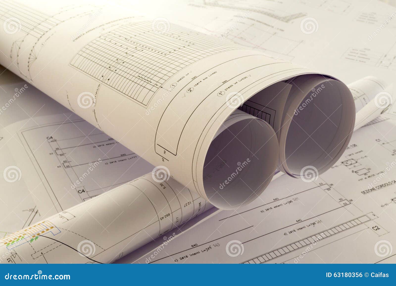 An Office Desk with the Project Papers Stock Photo - Image of building ...