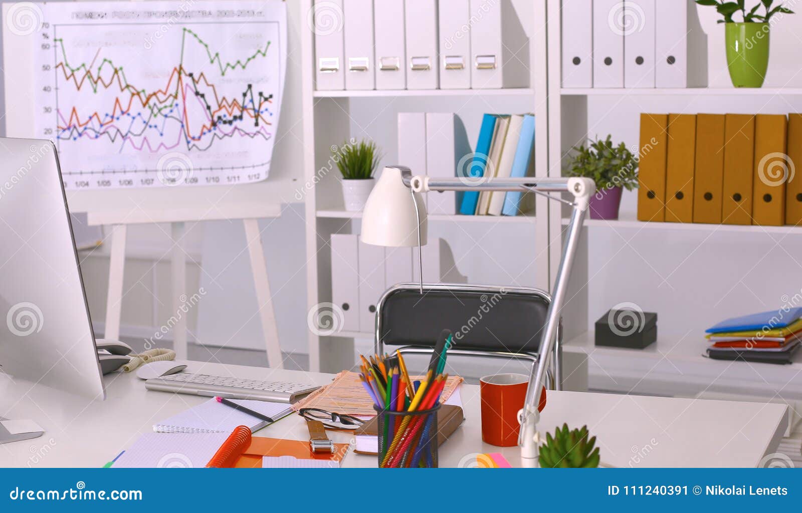 Office Desk a Stack of Computer Paper Reports Work Forms Stock Image ...