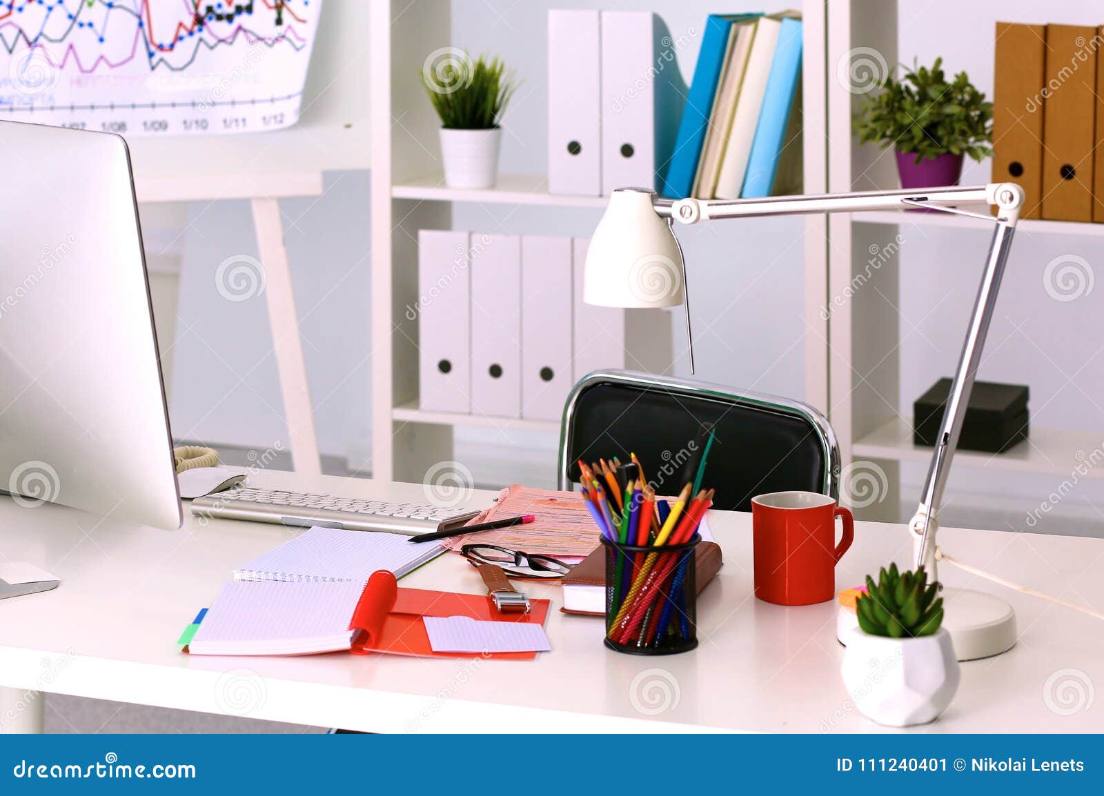 Office Desk a Stack of Computer Paper Reports Work Forms Stock Image ...