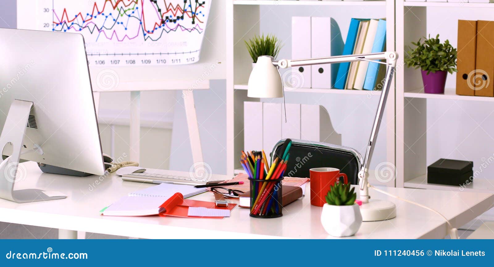 Office Desk a Stack of Computer Paper Reports Work Forms Stock Photo ...