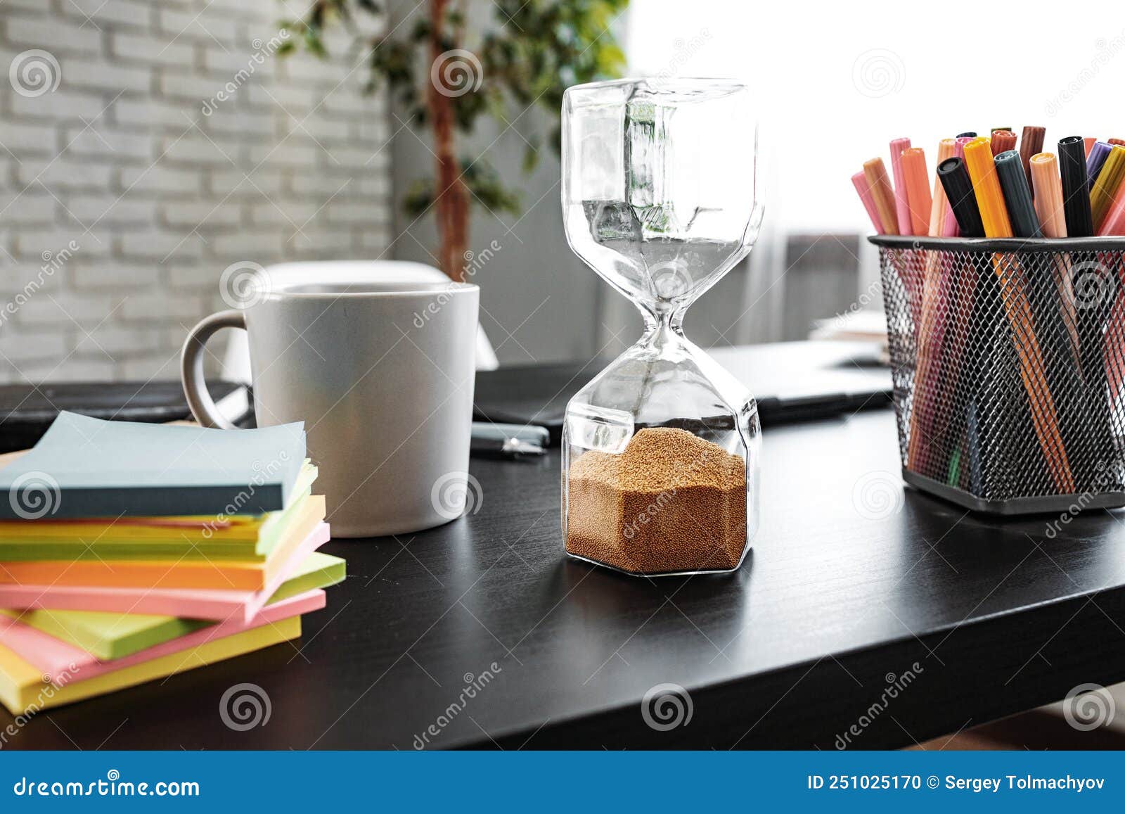 Office Desk with Stationery Items and Laptop Stock Photo - Image of ...