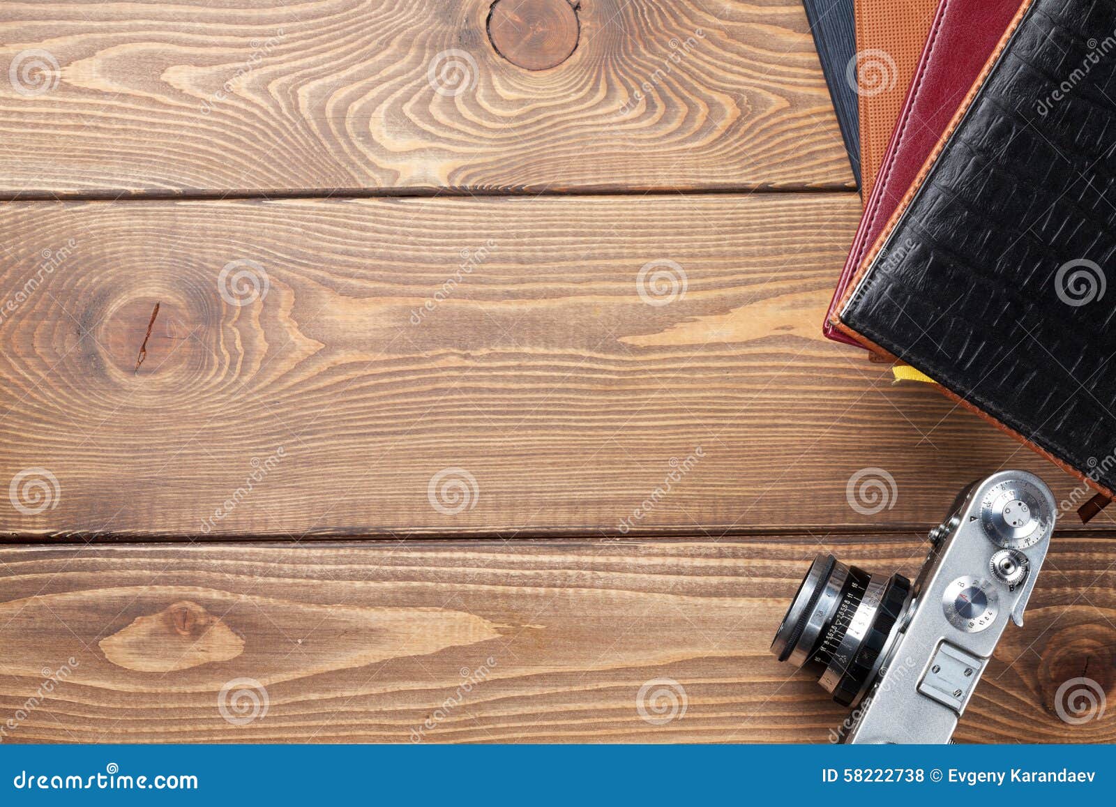 Office Desk Table with Camera and Notepad Stock Photo - Image of summer ...