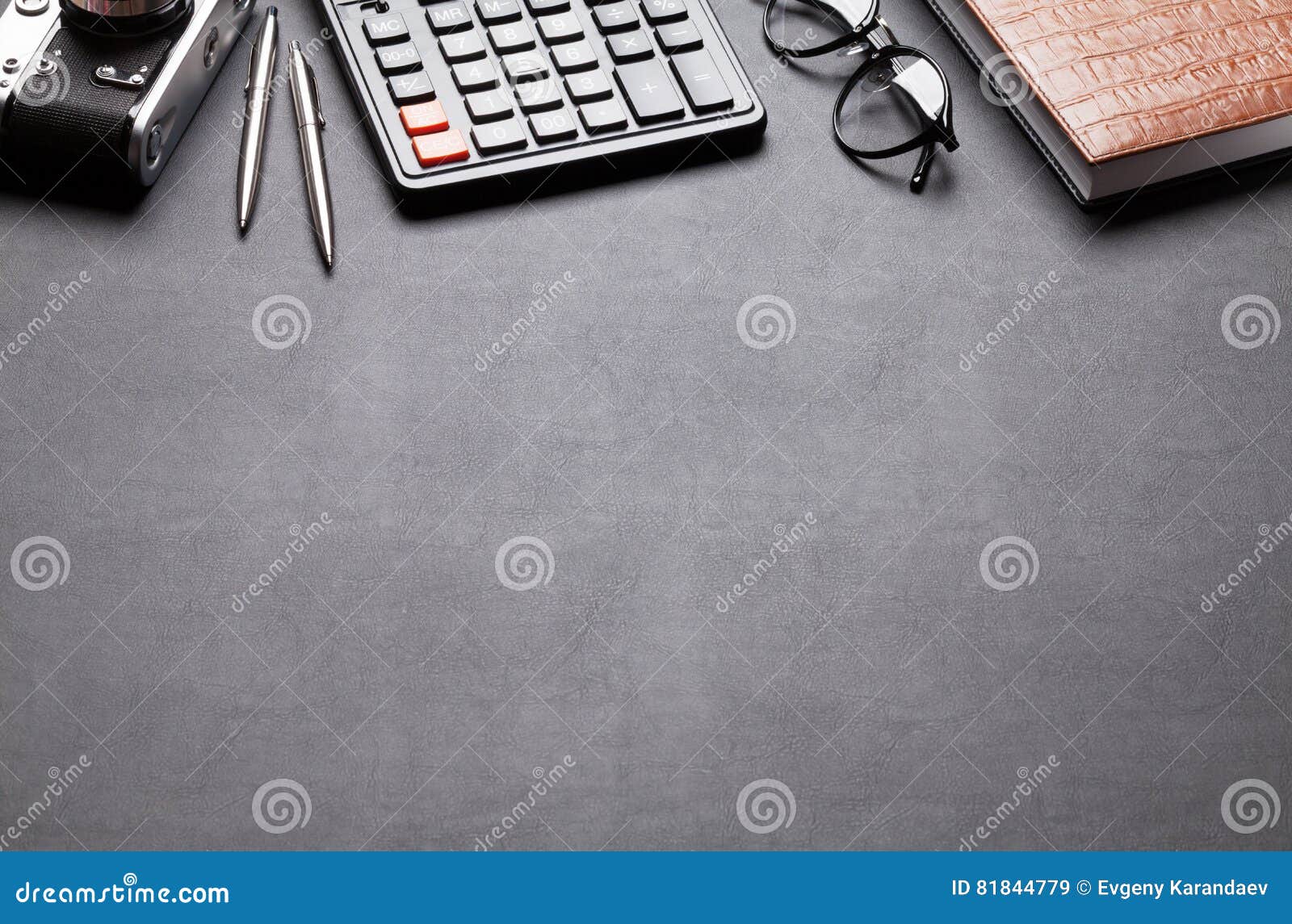 Office Desk Table with Camera, Supplies Stock Image - Image of desk ...