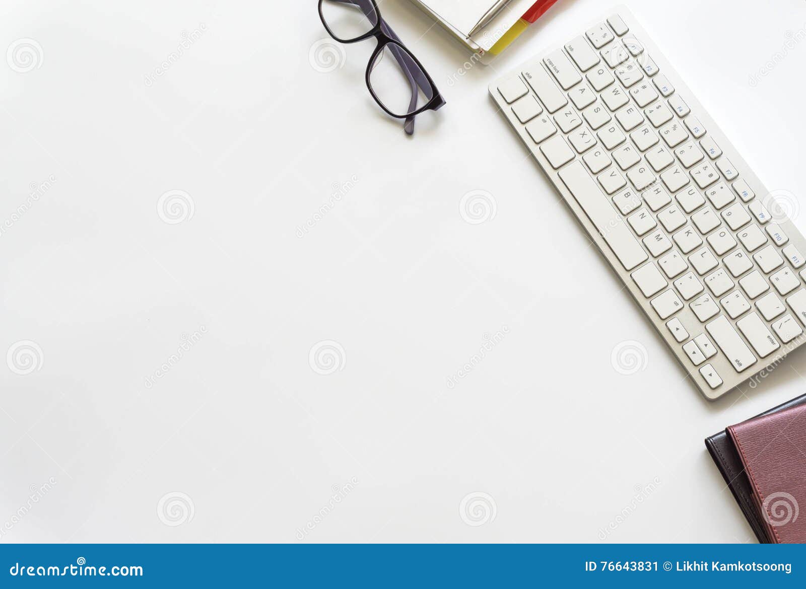 Office Desk Table with Computer Keyboard. Stock Image - Image of ...