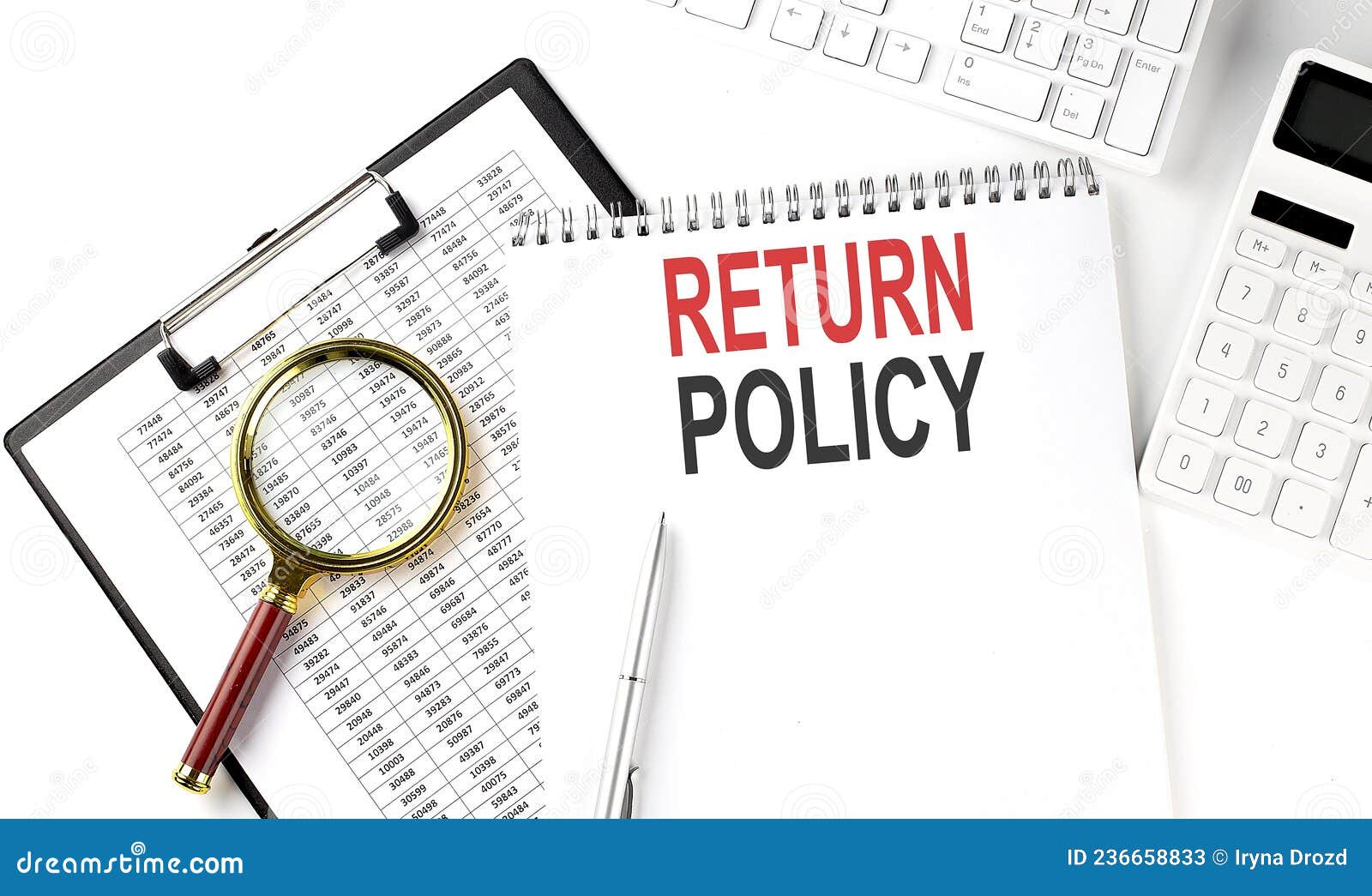 Office Desk Table with Keyboard, Notepad ,chart and Calculator. Top ...