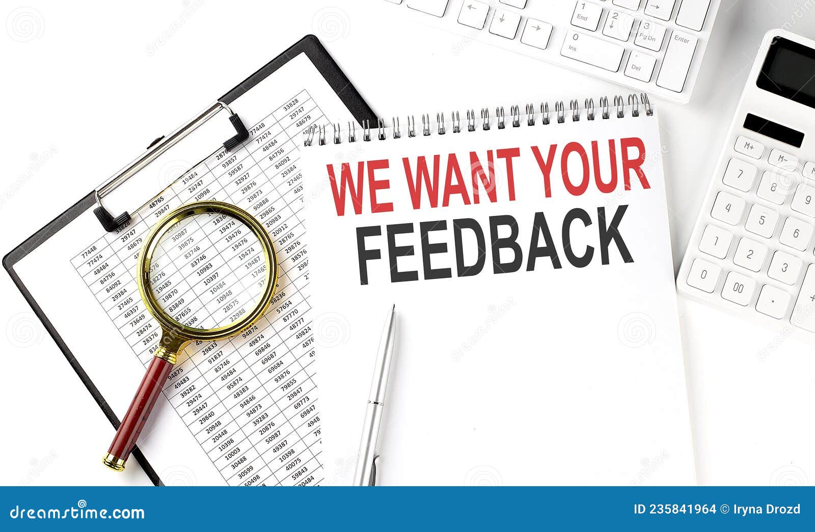 Office Desk Table with Keyboard, Notepad ,chart and Calculator. Top ...