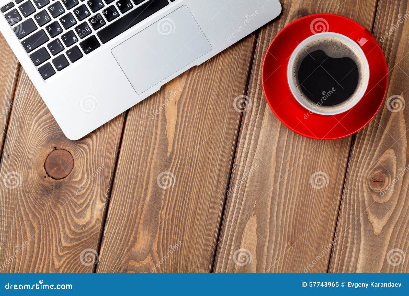 Office Desk Table with Laptop Computer and Coffee Cup Stock Image ...