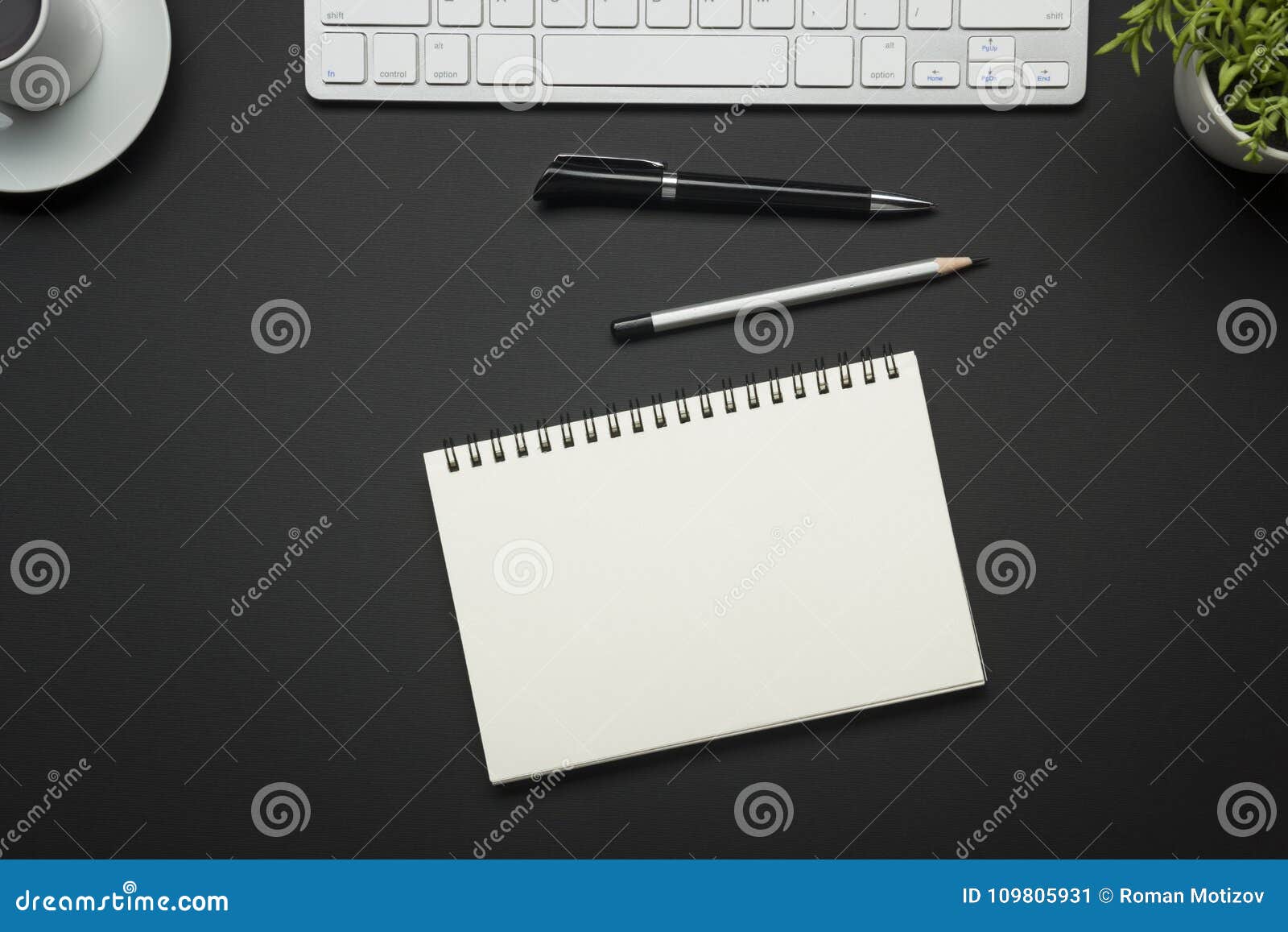 Office Desk Table with Supplies. Flat Lay Business Workplace and ...