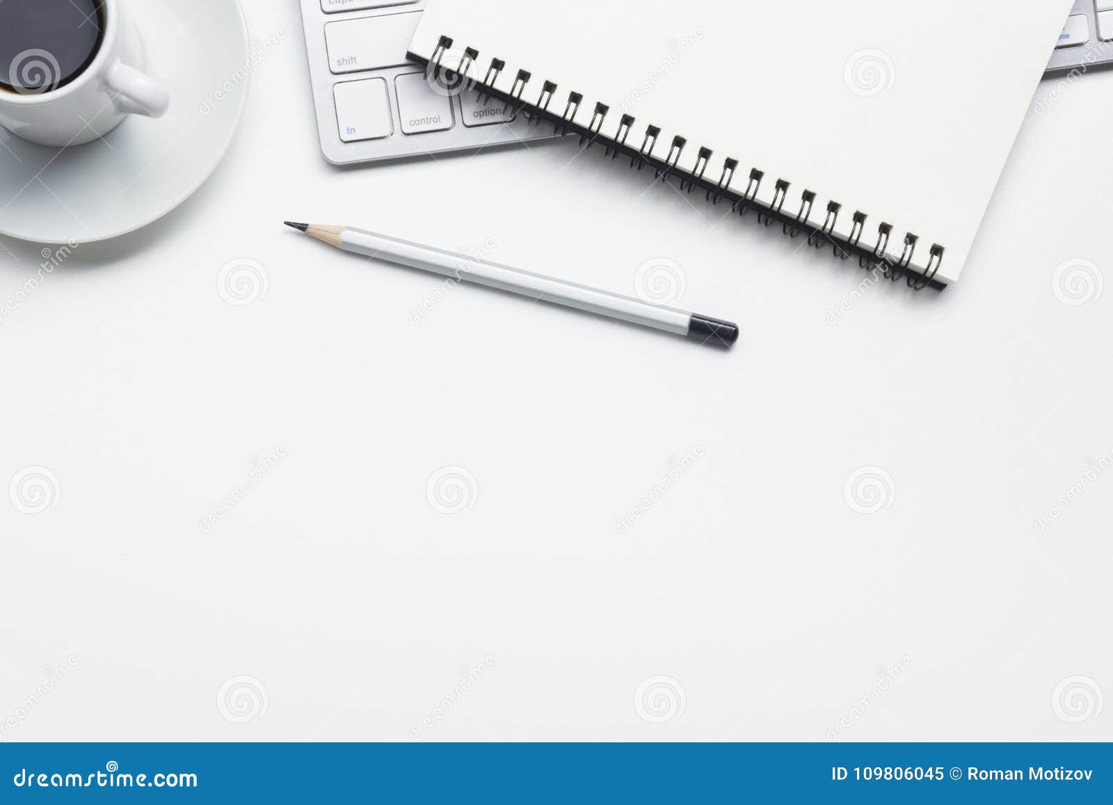 Office Desk Table with Supplies. Flat Lay Business Workplace and ...