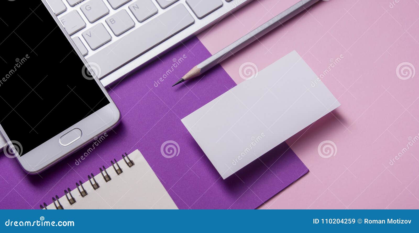 Office Desk Table with Supplies. Flat Lay Business Workplace and ...