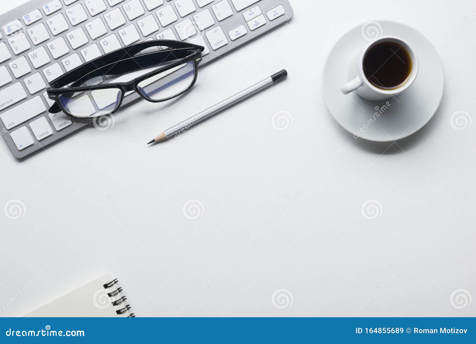 Office Desk Table with Supplies. Flat Lay Business Workplace and ...