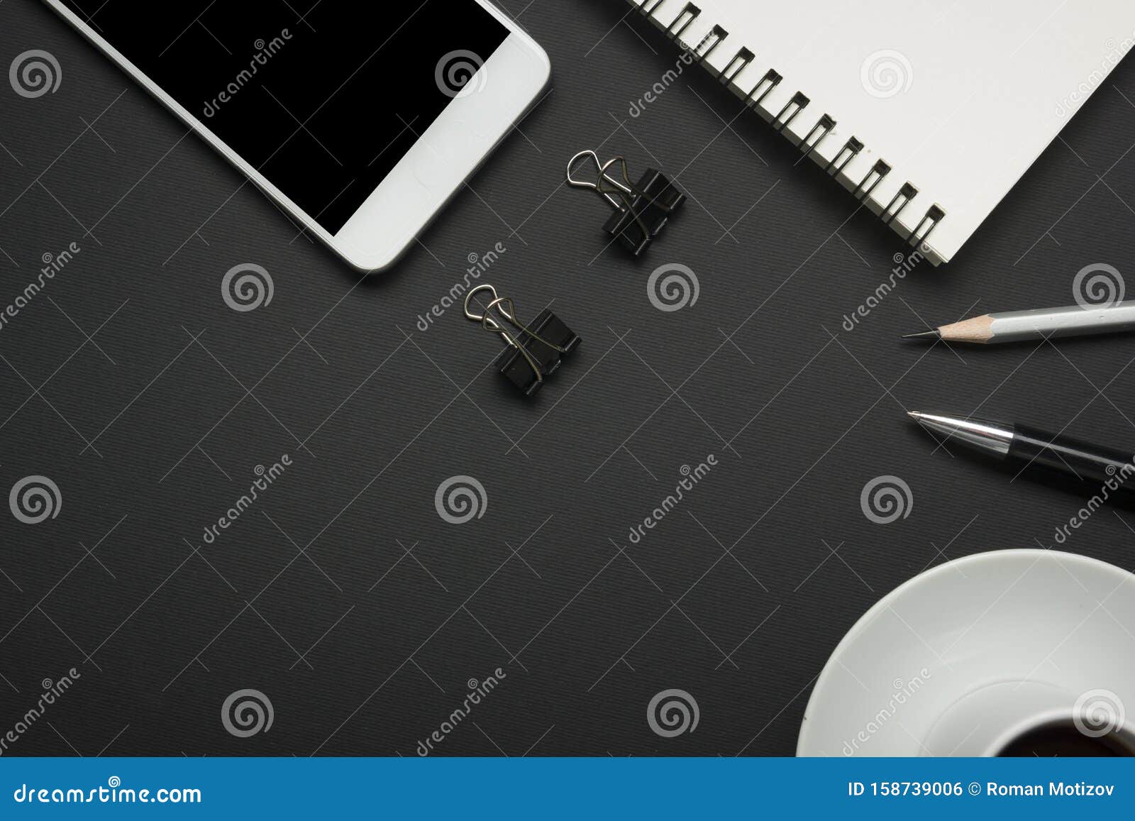 Office Desk Table with Supplies. Flat Lay Business Workplace and ...