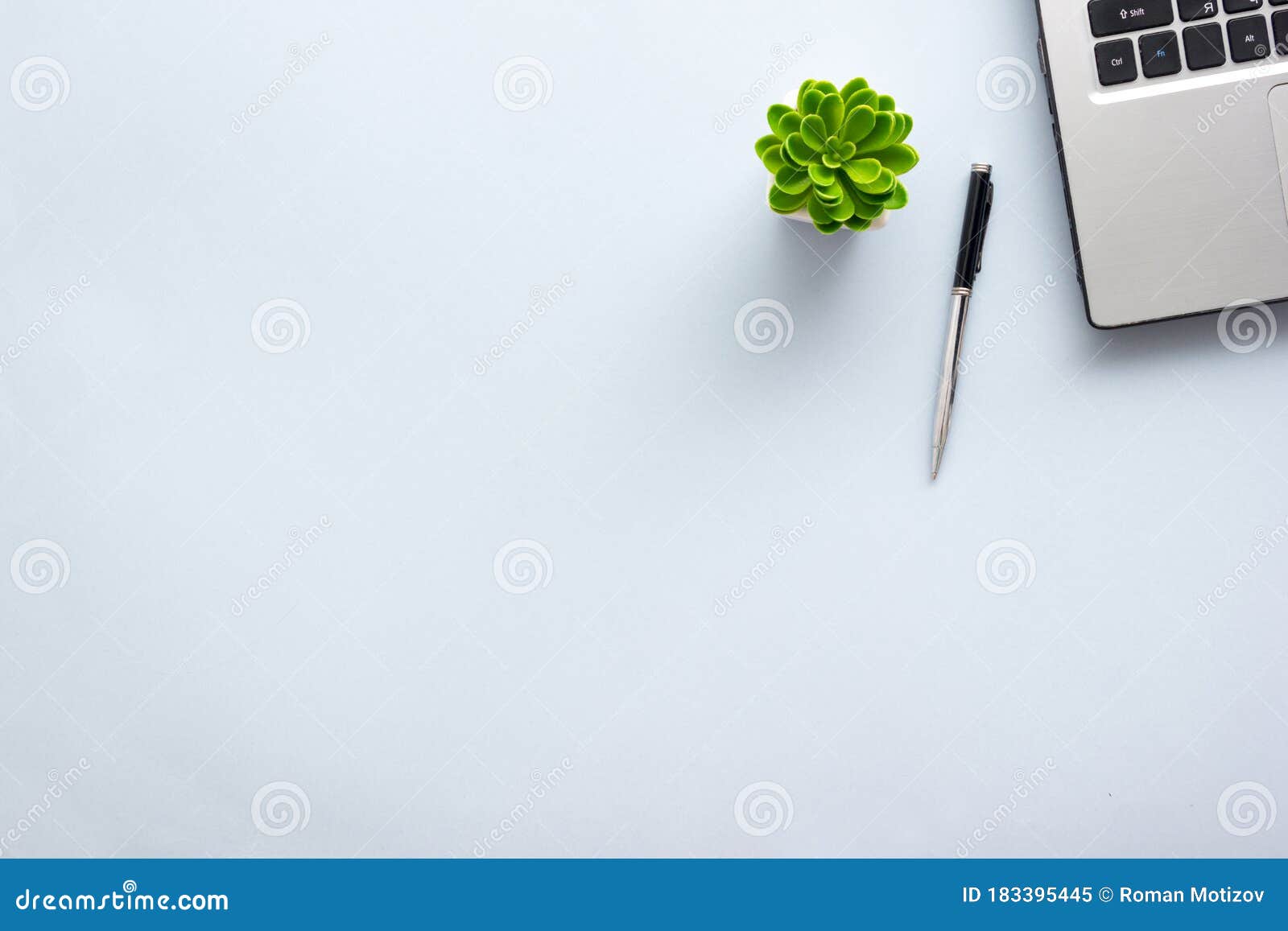 Office Desk Table with Supplies. Flat Lay Business Workplace and ...